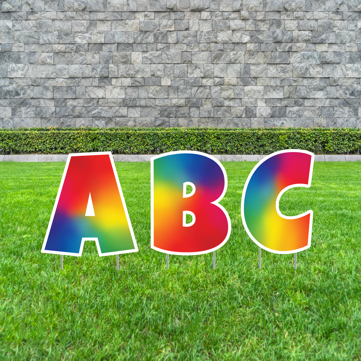 17" Customizable Rainbow Lawn Letters with Stakes | Lucky Font – Banner ...