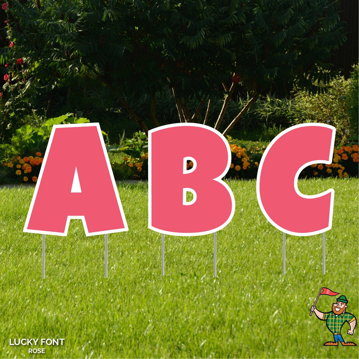 17" Customizable Lawn Letters with Stakes | Lucky Font – Banner Giant