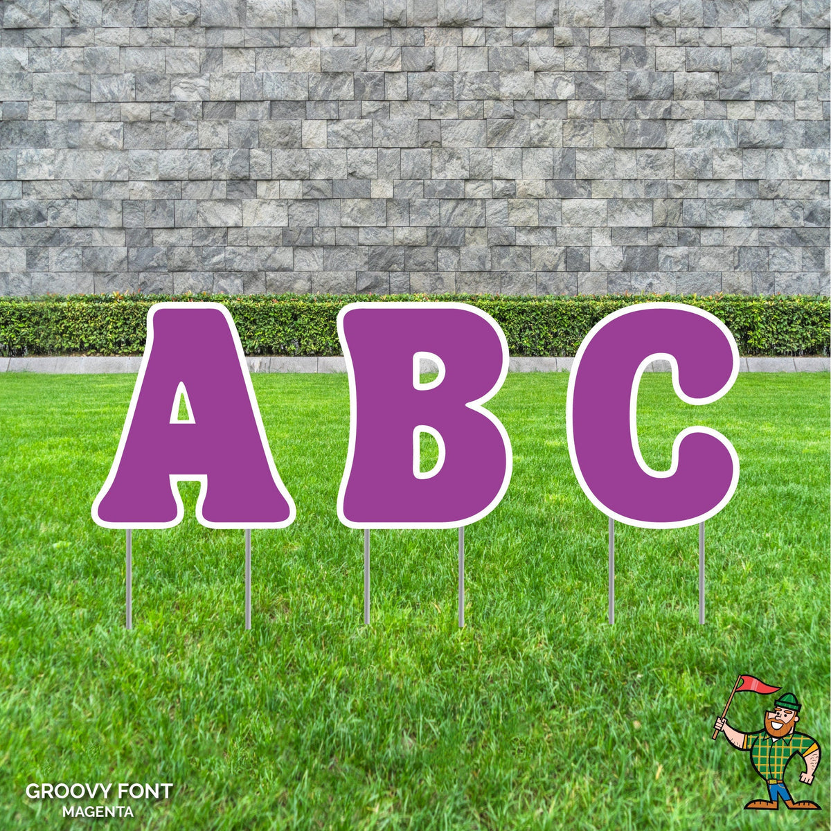 23.5" Tall Customizable Lawn Letters with Stakes | Groovy Font – Banner ...