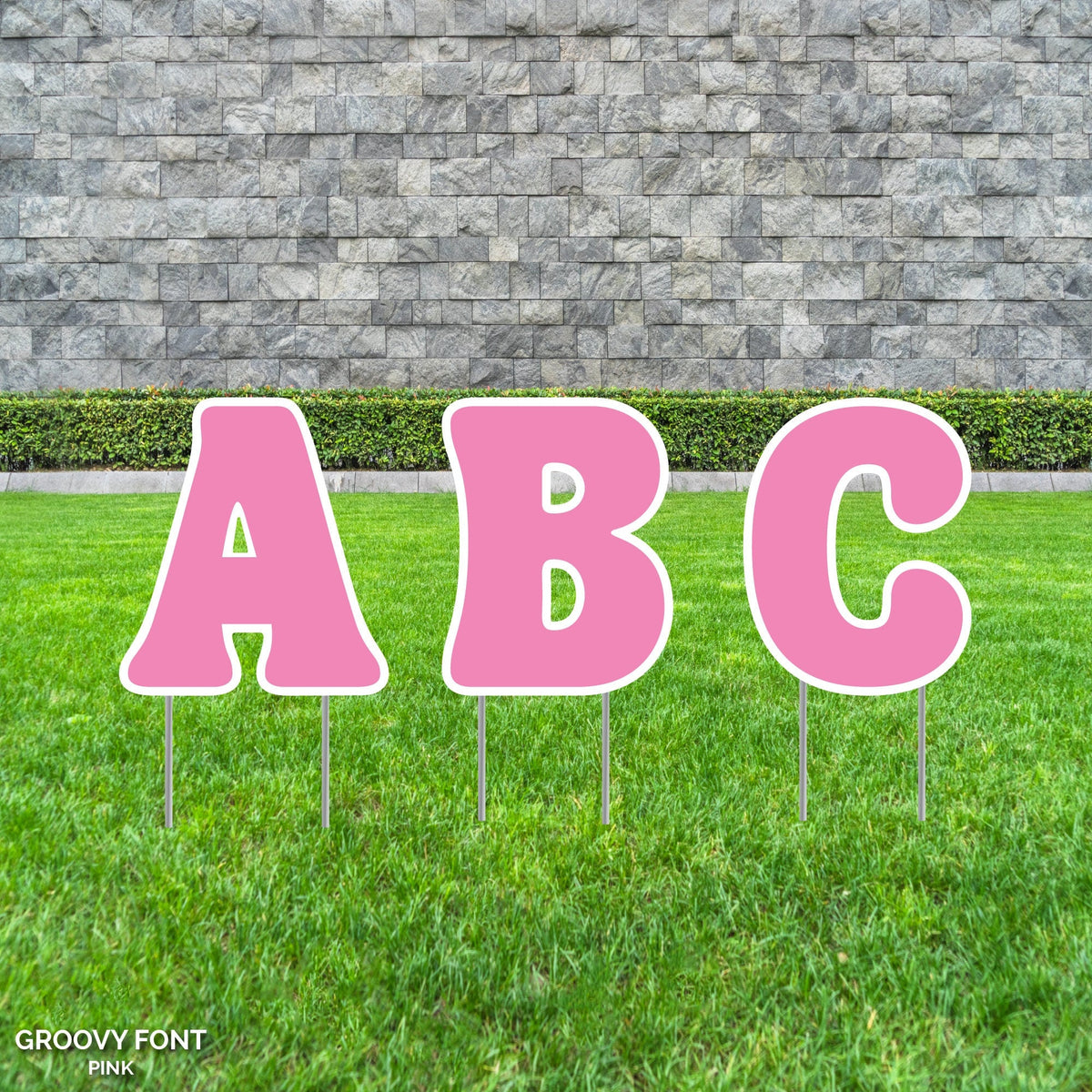 17" Customizable Lawn Letters with Stakes | Groovy Font – Banner Giant